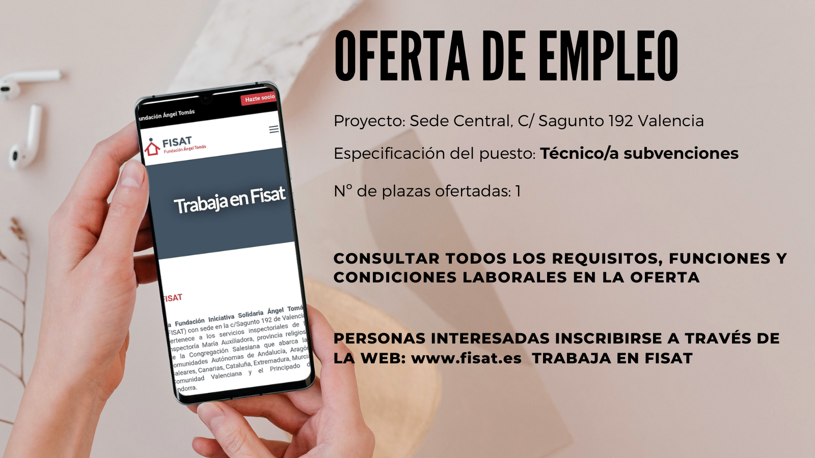 Oferta de empleo - Fundación FISAT Salesianos Social